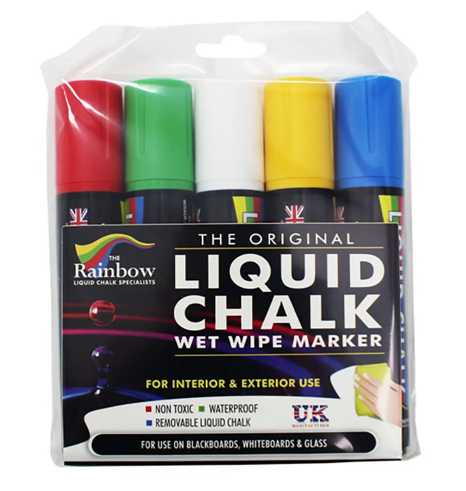 Rainbow Chalk Pens - Pack of 5 - 15mm Nib