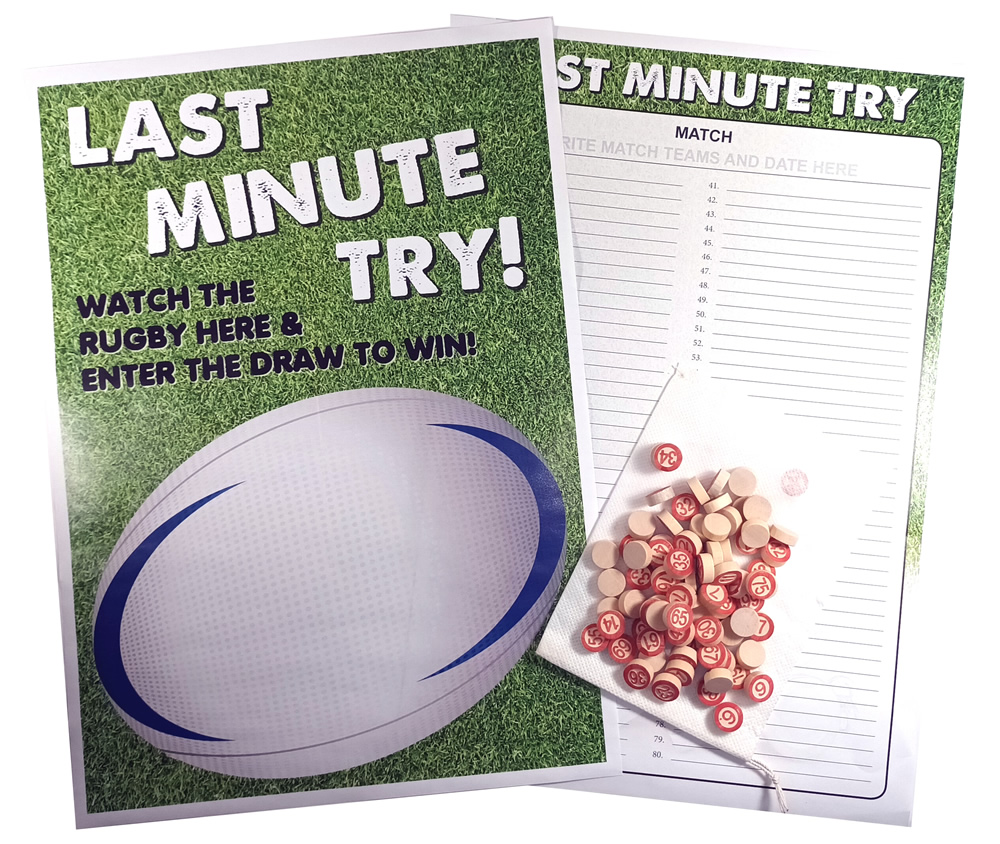 Last Minute Try Rugby Drawsheet Sweepstake Promotion