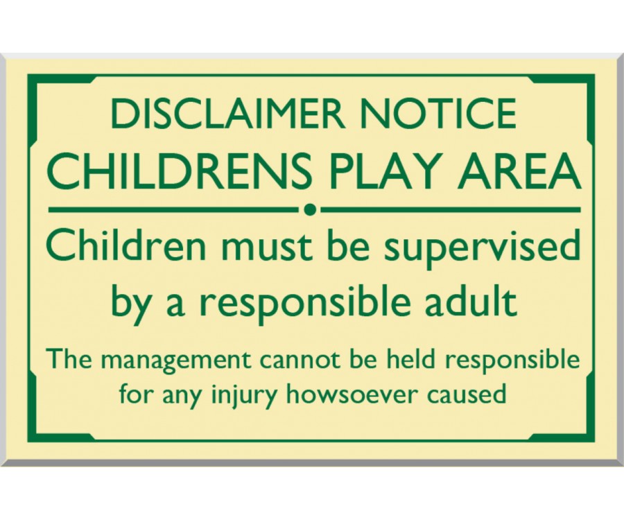 Childrens Play Area Disclaimer Sign